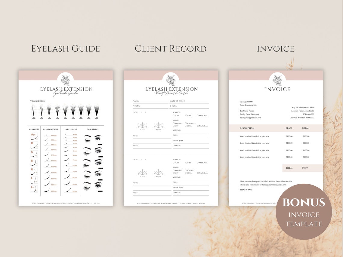 Eyelash Extension Forms Lash Consent Form Eyelash Aftercare Cards ...