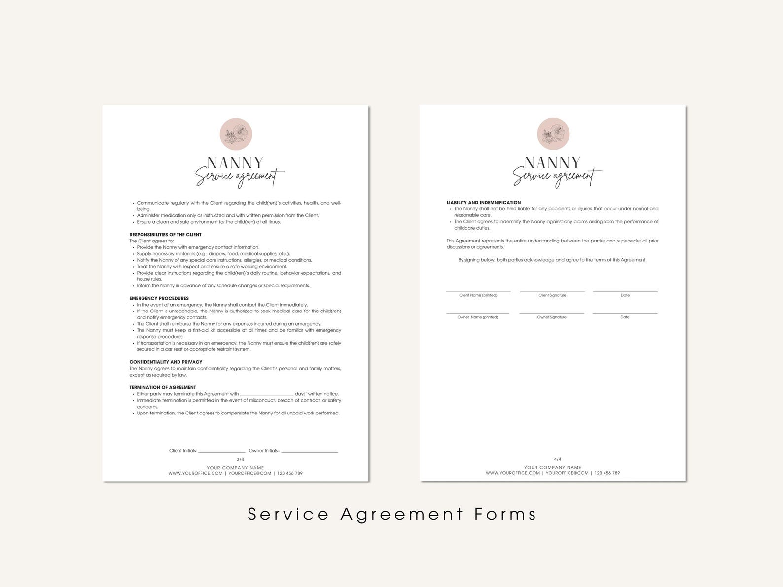 Nanny Service Contract Template | Childcare Agreement | Babysitter ...