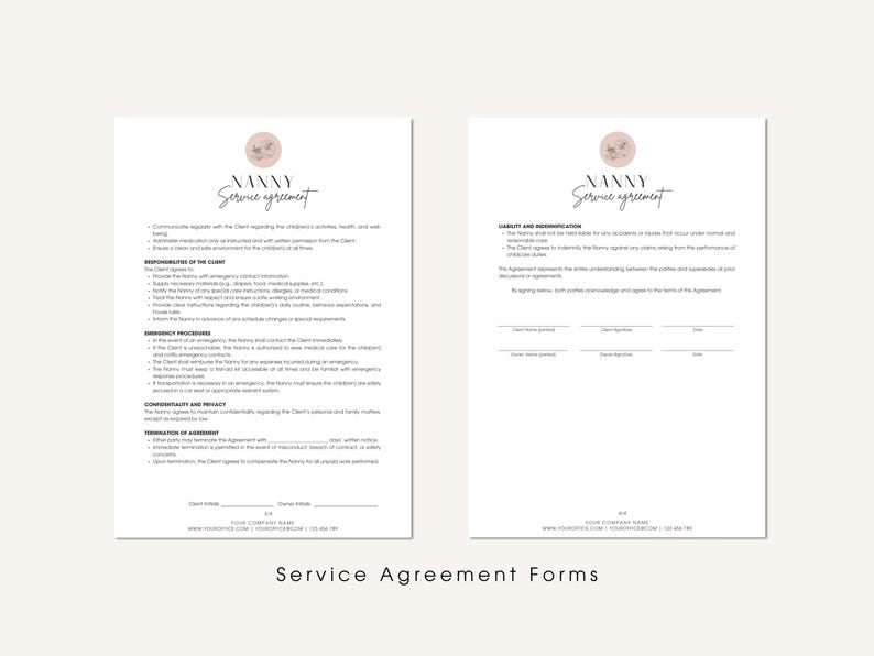 Nanny Service Contract Template | Babysitter Agreement (canva PDF) - Etsy