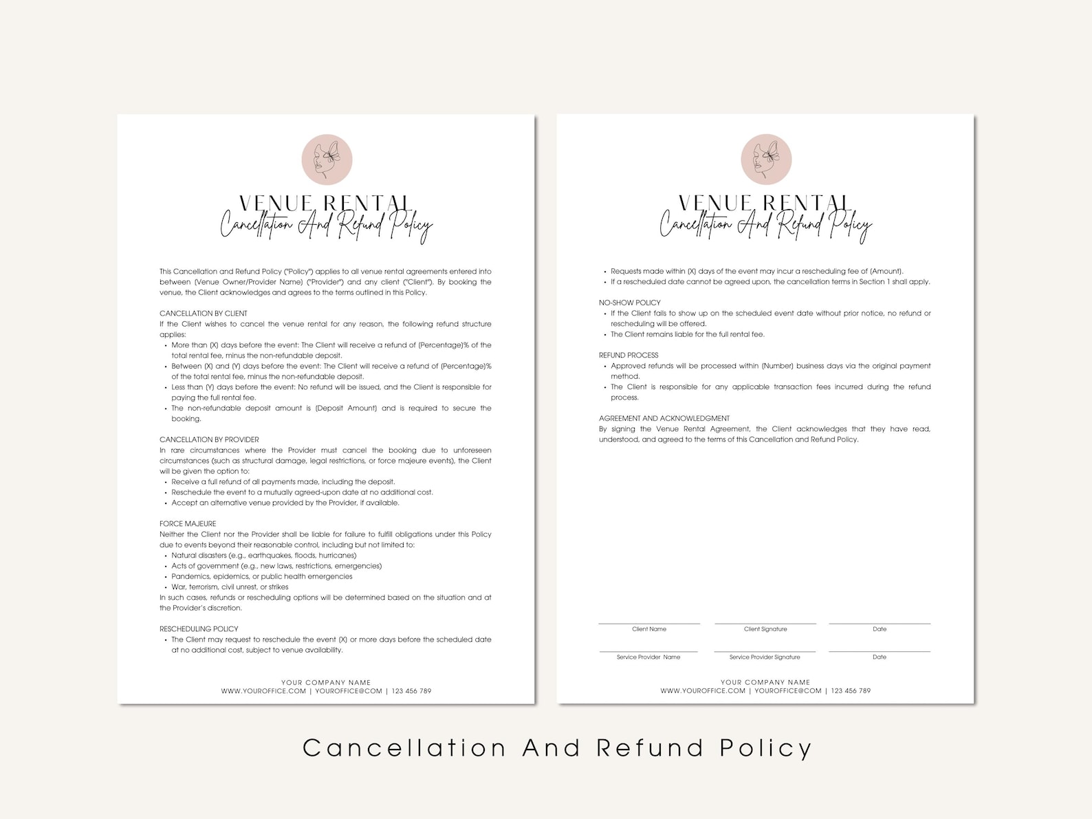 Venue Rental Agreement | Event Space Contract | Wedding Venue Lease ...