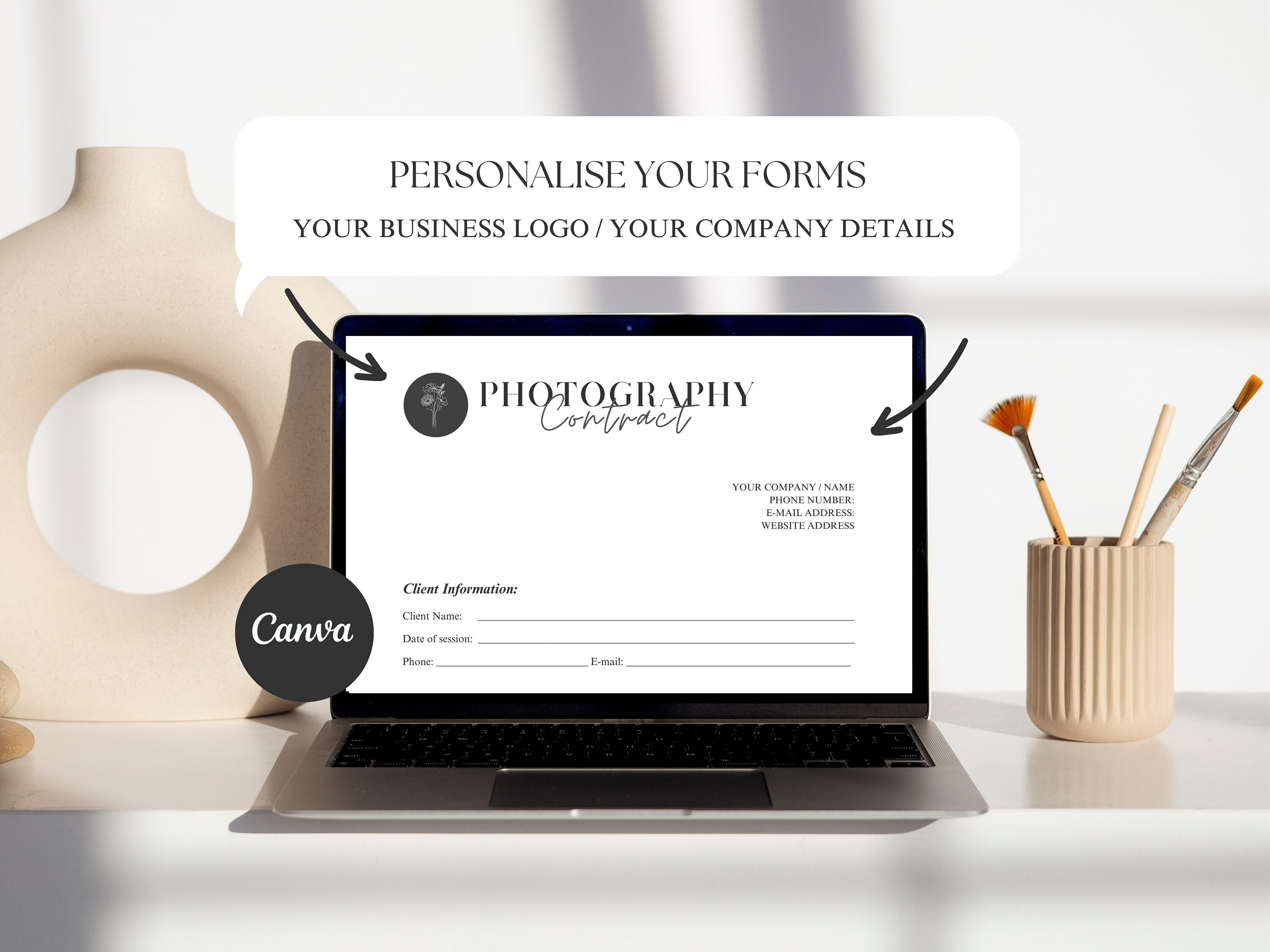 Photography Contract Template | Customizable Photographer Forms (canva ...