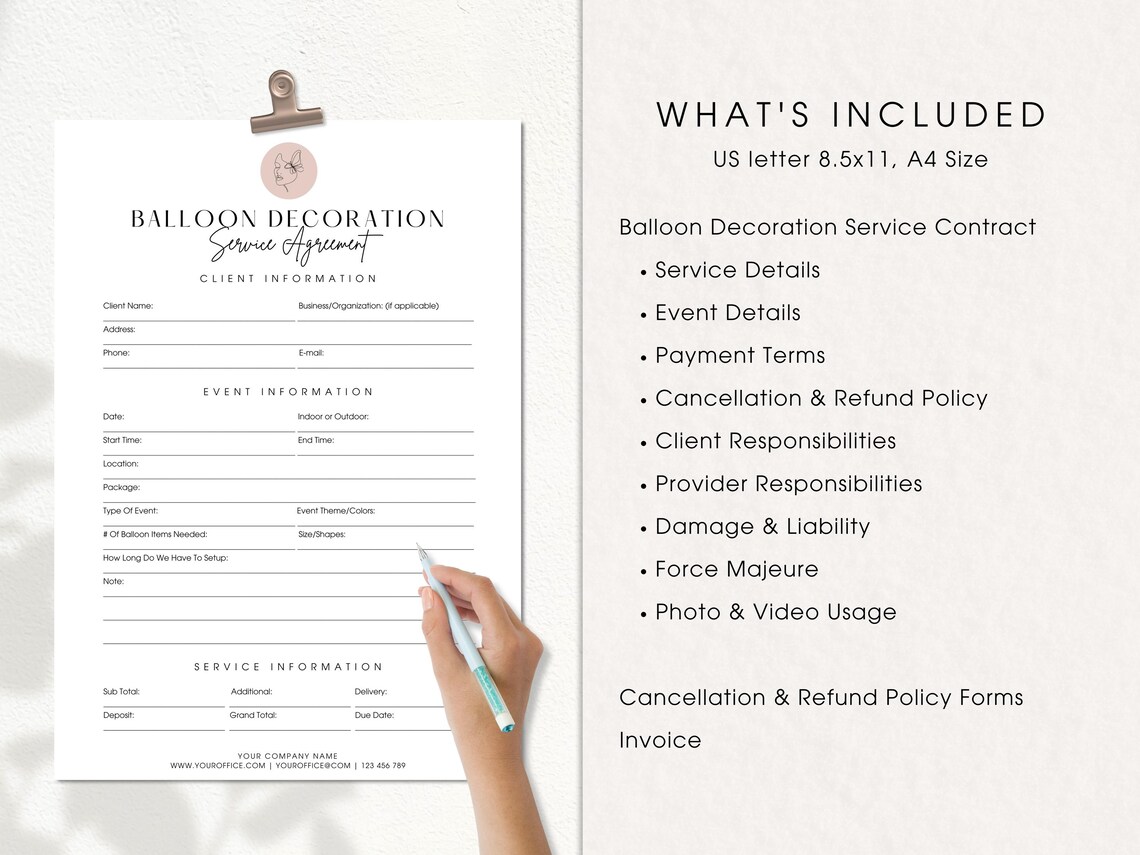Balloon Decor Service Contract Template | Event Planner Agreement ...