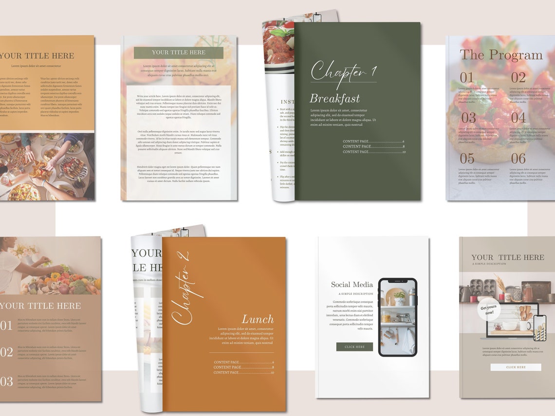 Recipe Book Template Cookbook Template Editable Cookbook - Etsy