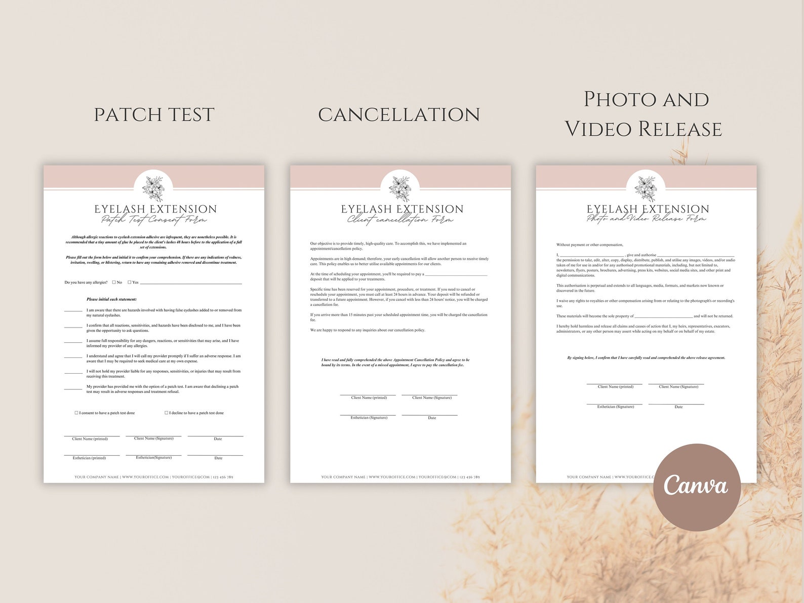 Eyelash Extension Forms Lash Consent Form Eyelash Aftercare Cards ...