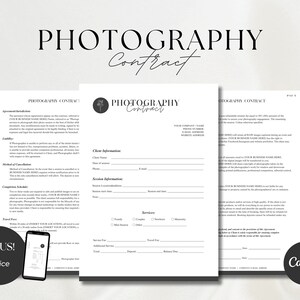Photography Contract Template for Photography Forms Photographer ...