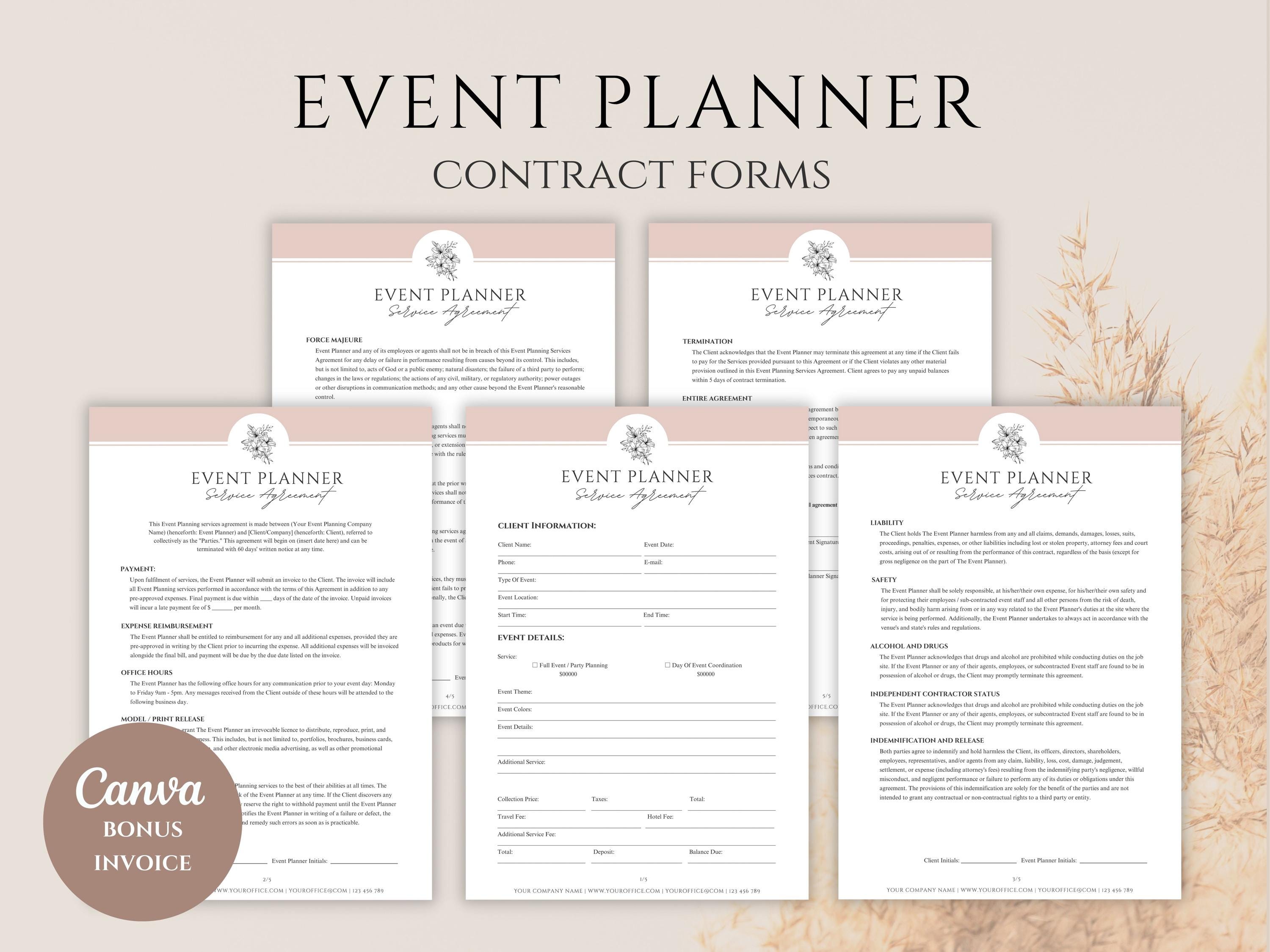 Event Planner Contract Template for Event Planning Service Agreement ...