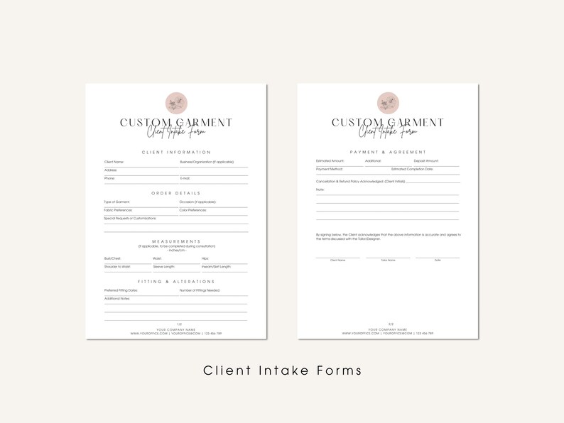 Custom Garment Service Contract Template | Sewing Business Client Form ...