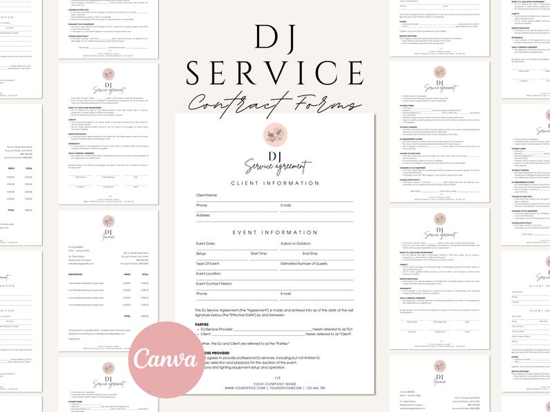 DJ Service Contract | Wedding DJ Agreement | Event Contract Template ...