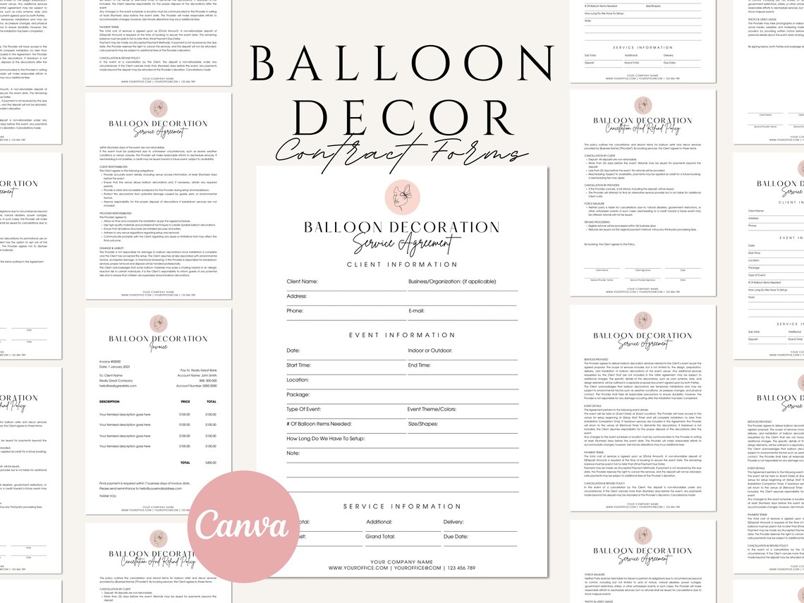 Balloon Decor Service Contract Template | Event Planner Agreement ...