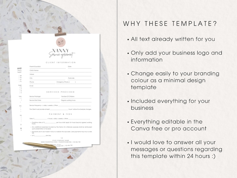 Nanny Service Contract Template | Childcare Agreement | Babysitter ...