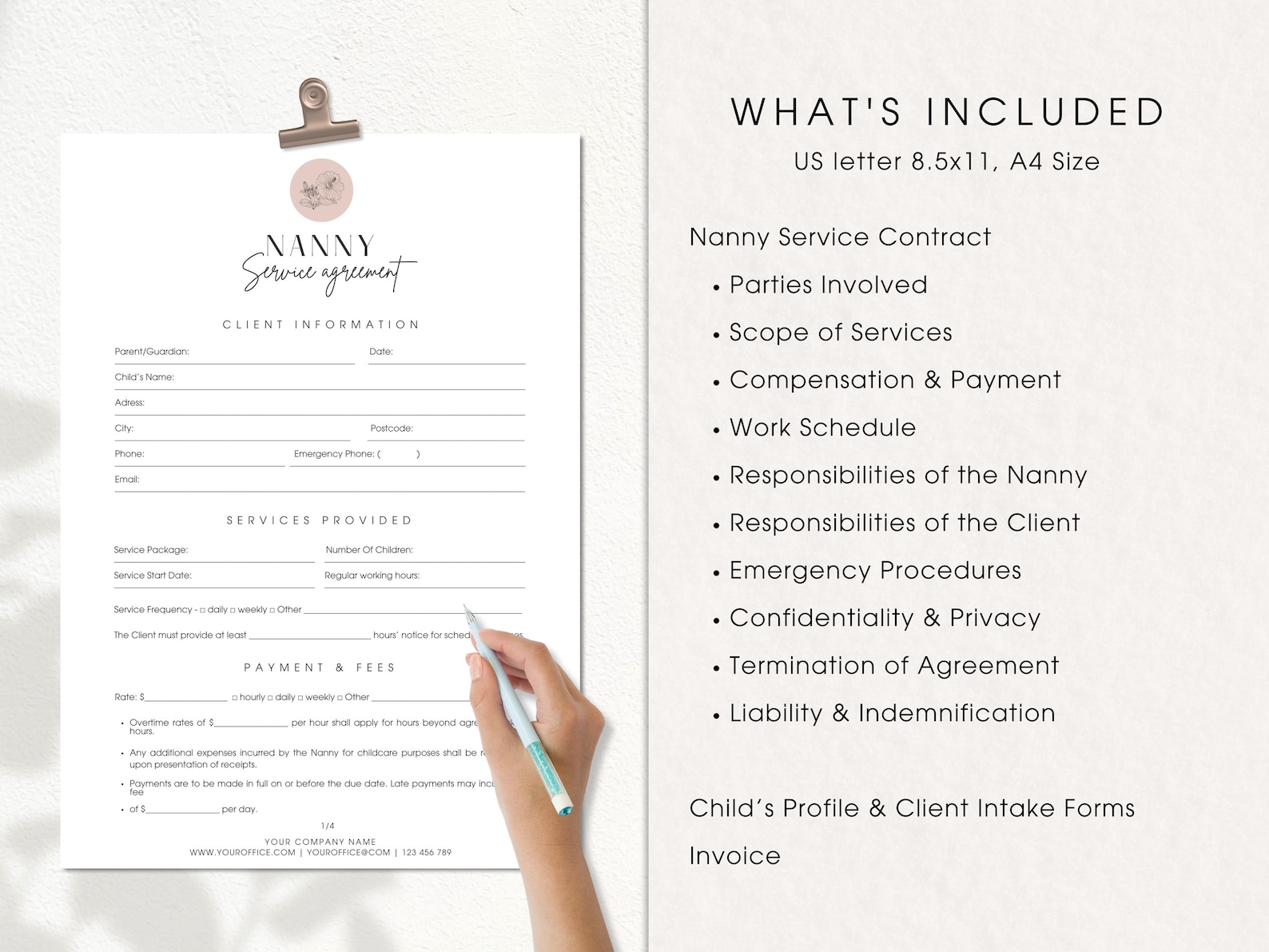 Nanny Service Contract Template | Childcare Agreement | Babysitter ...