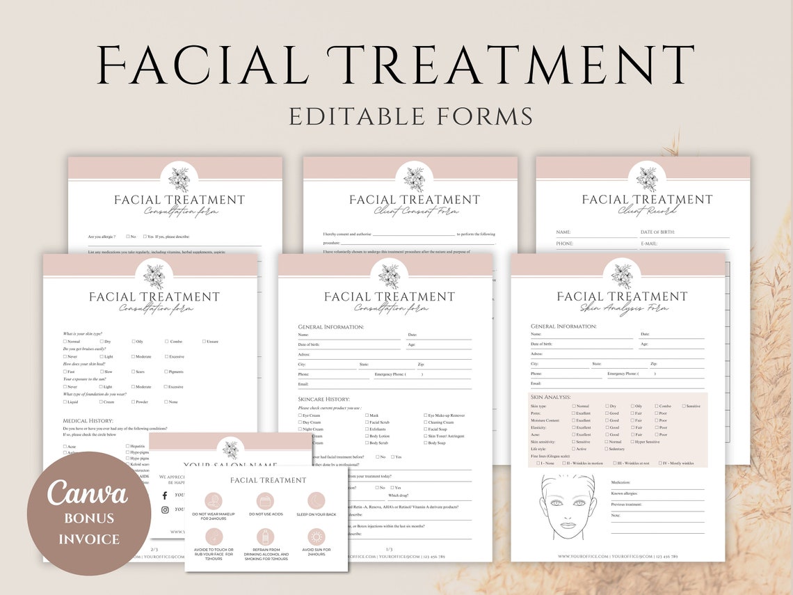 Esthetician Forms Bundle Facial Treatment Consent Forms - Etsy