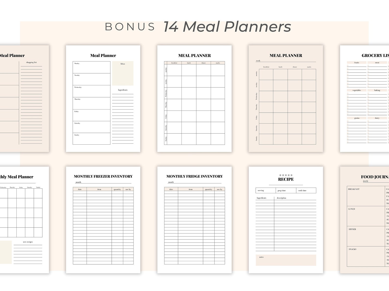 Recipe Book Template Cookbook Template Meal Planner Recipe Template ...