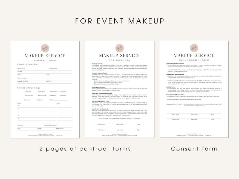 Makeup Contract Template | Bridal Makeup Contract | MUA Contract ...