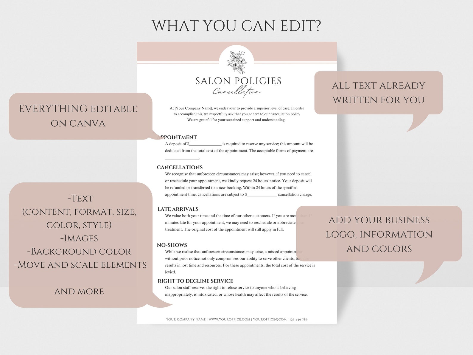 Salon Cancellation Policy Template for Beauty Salon Policies ...