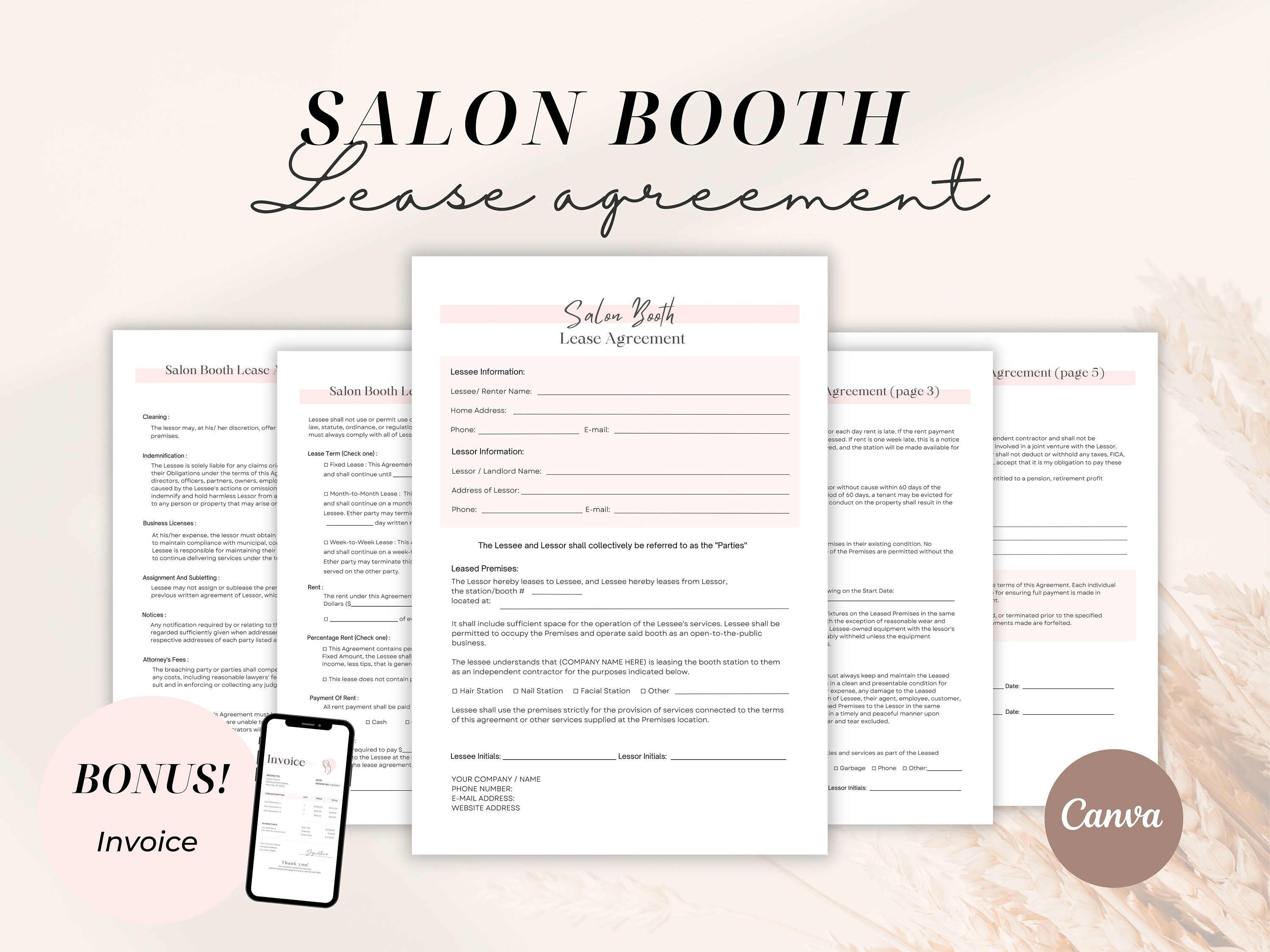 Salon Booth Rental Contract Booth Rental Agreement Salon Lease Salon ...