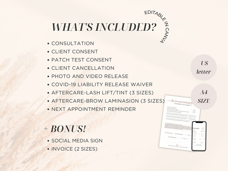 Lash and Brow Forms Bundle, Editable Esthetician Templates (canva ...
