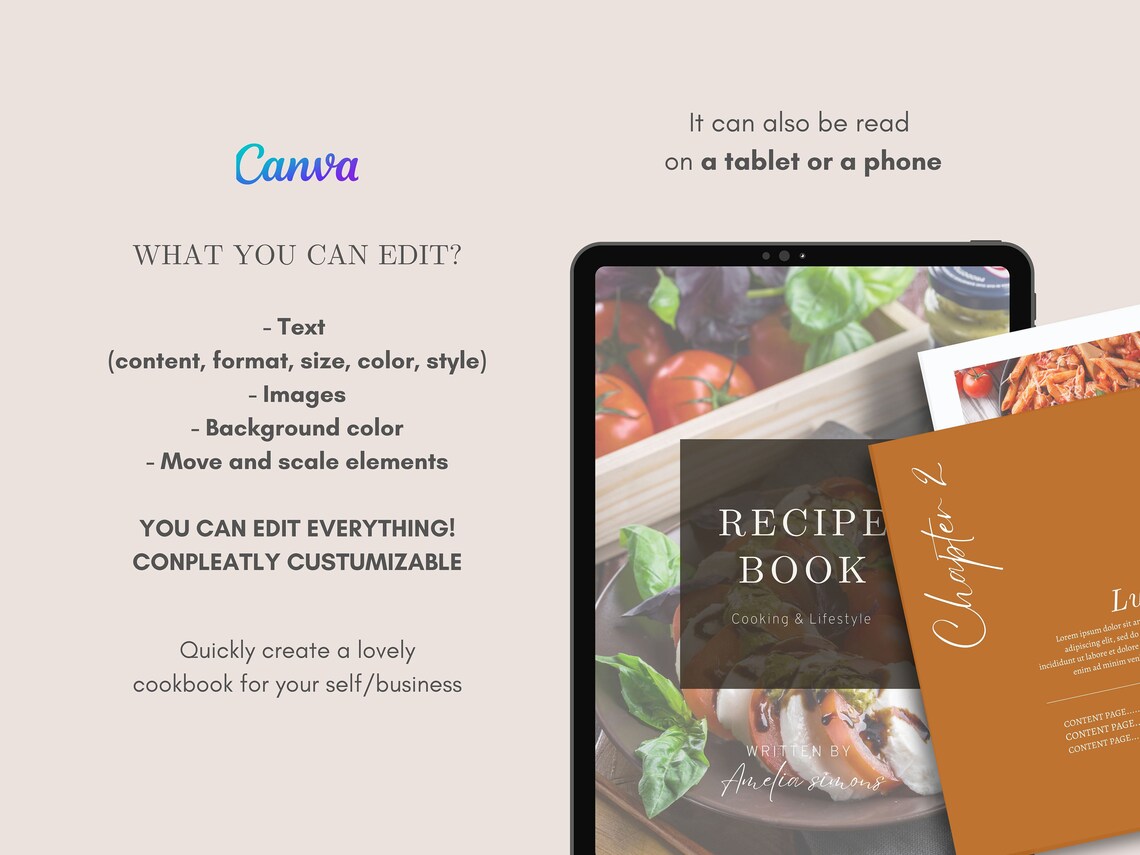 Recipe Book Template Cookbook Template Editable Cookbook Meal Planner ...
