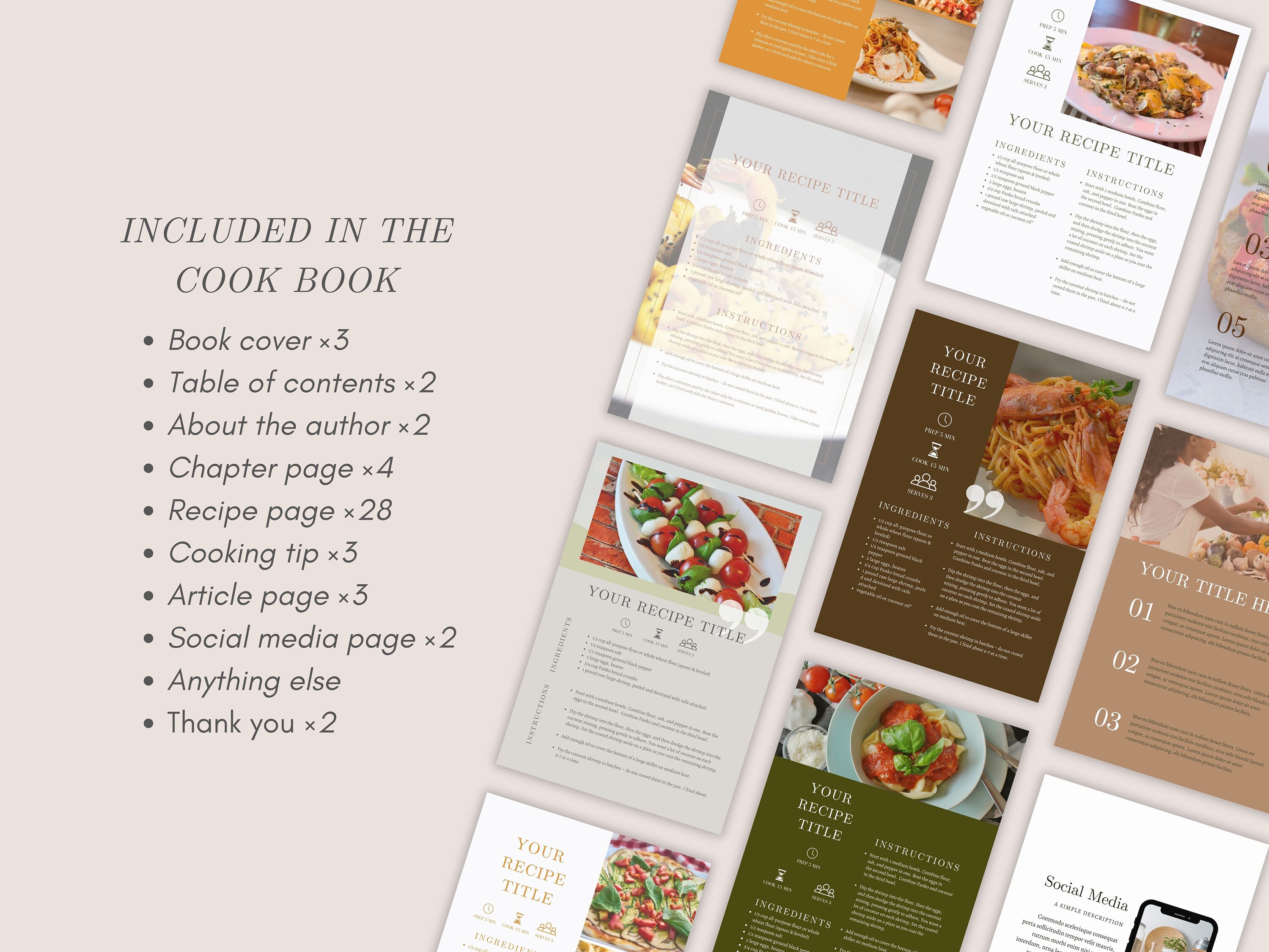 Recipe Book Template Cookbook Template Editable Cookbook Meal Planner ...