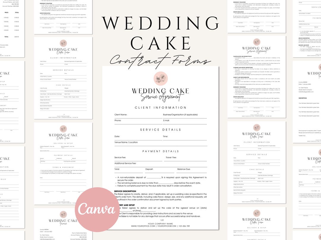 Wedding Cake Order Form | Cake Business Contract | Custom Cake ...