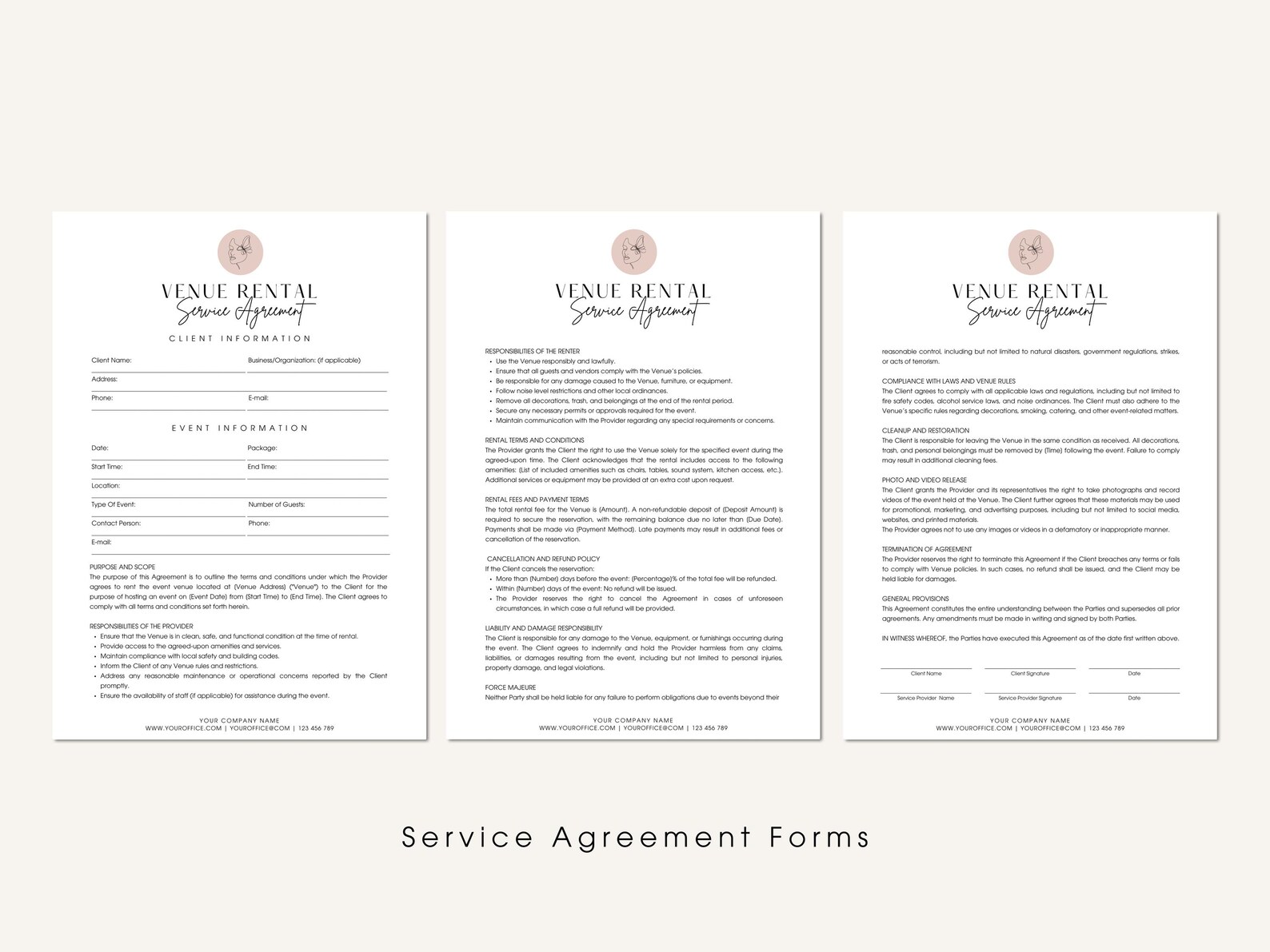 Venue Rental Agreement | Event Space Contract | Wedding Venue Lease ...