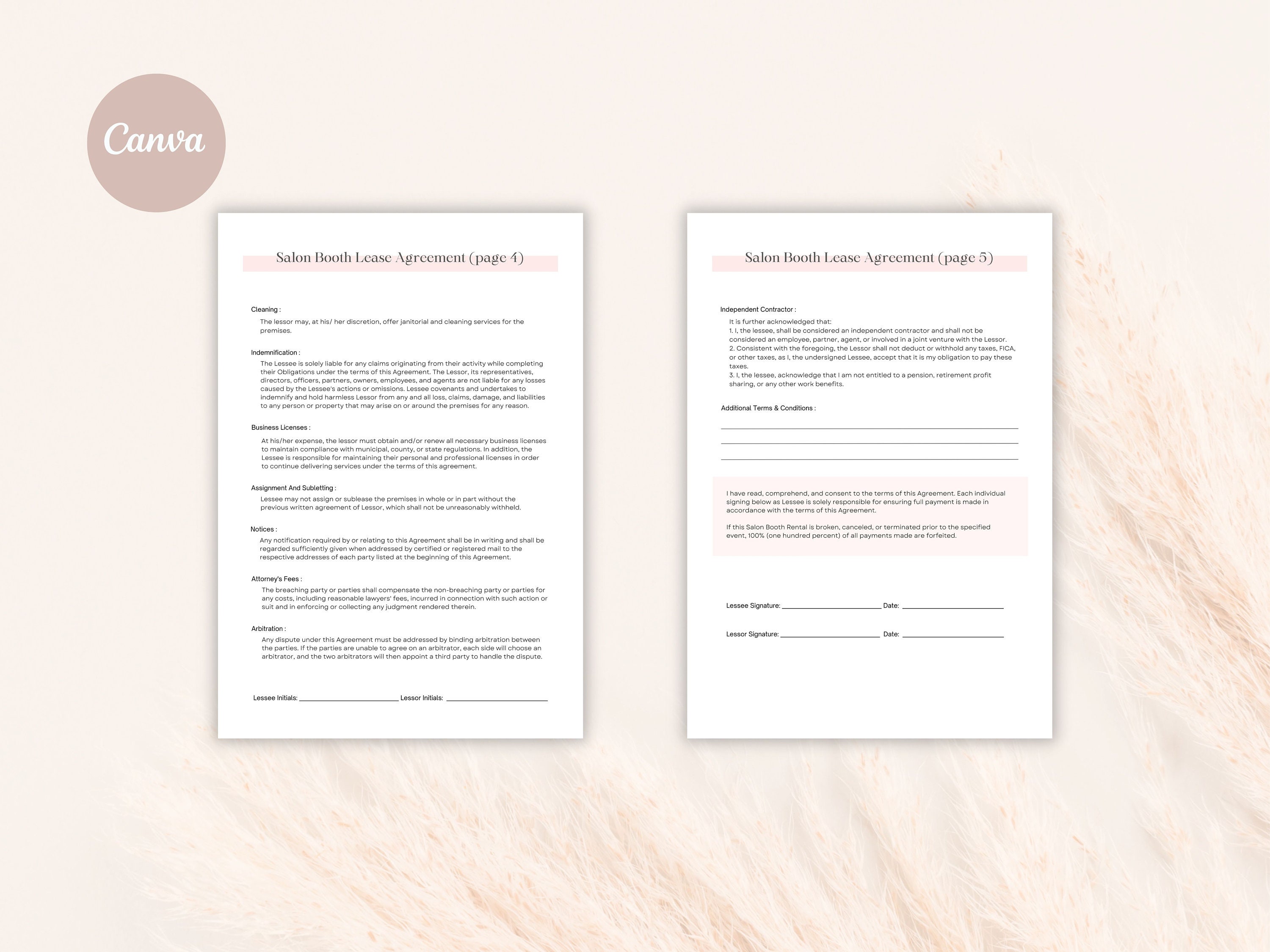 Salon Booth Rental Contract Booth Rental Agreement Salon Lease Salon ...