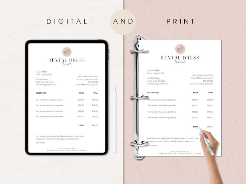 Wedding & Event Dress Rental Contract Template | Formal Wear Rental ...