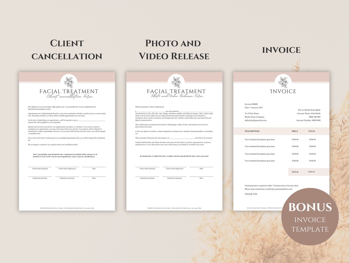 Esthetician Forms Bundle Facial Treatment Consent Forms - Etsy