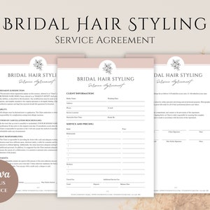 Bridal Hair Contract Template for Hairstylist Freelance Wedding Bridal ...