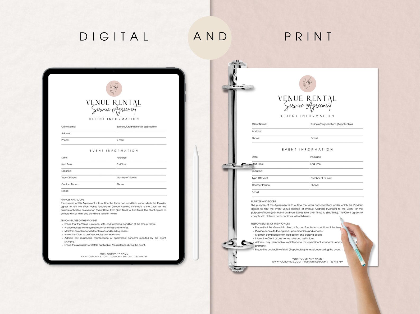 Venue Rental Agreement Template | Event Space Contract (canva) - Etsy