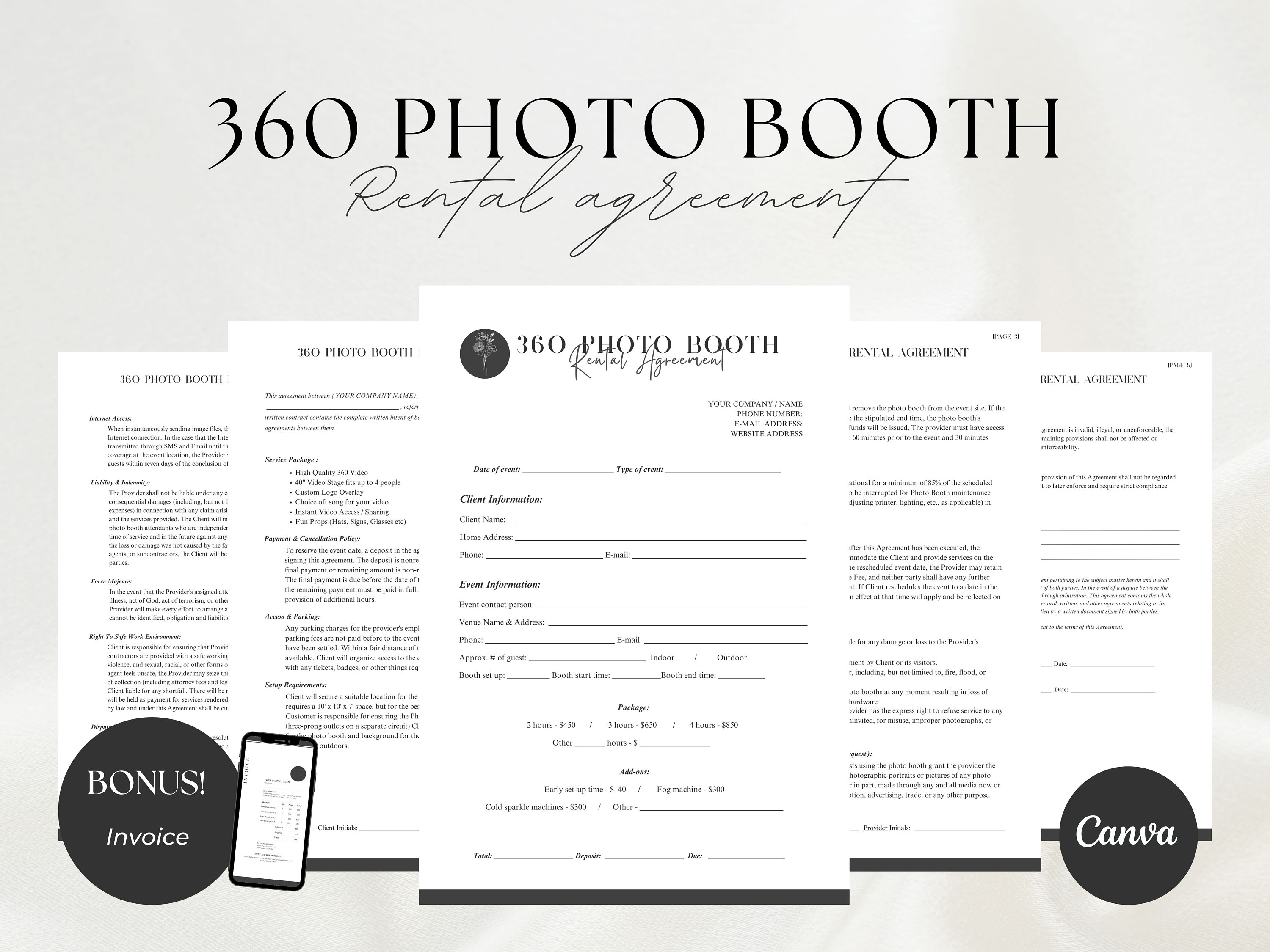 360 Photo Booth Contract Template Photography Contract Lease Agreement ...
