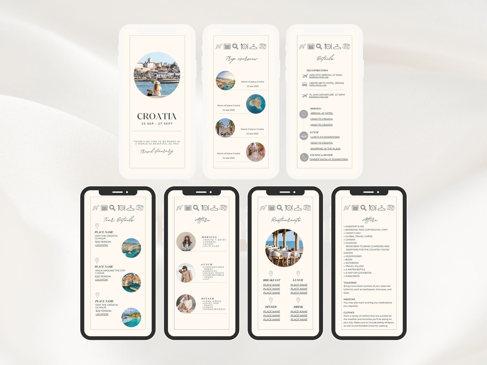Digital Travel Itinerary Template Canva Itinerary Template Mobile ...