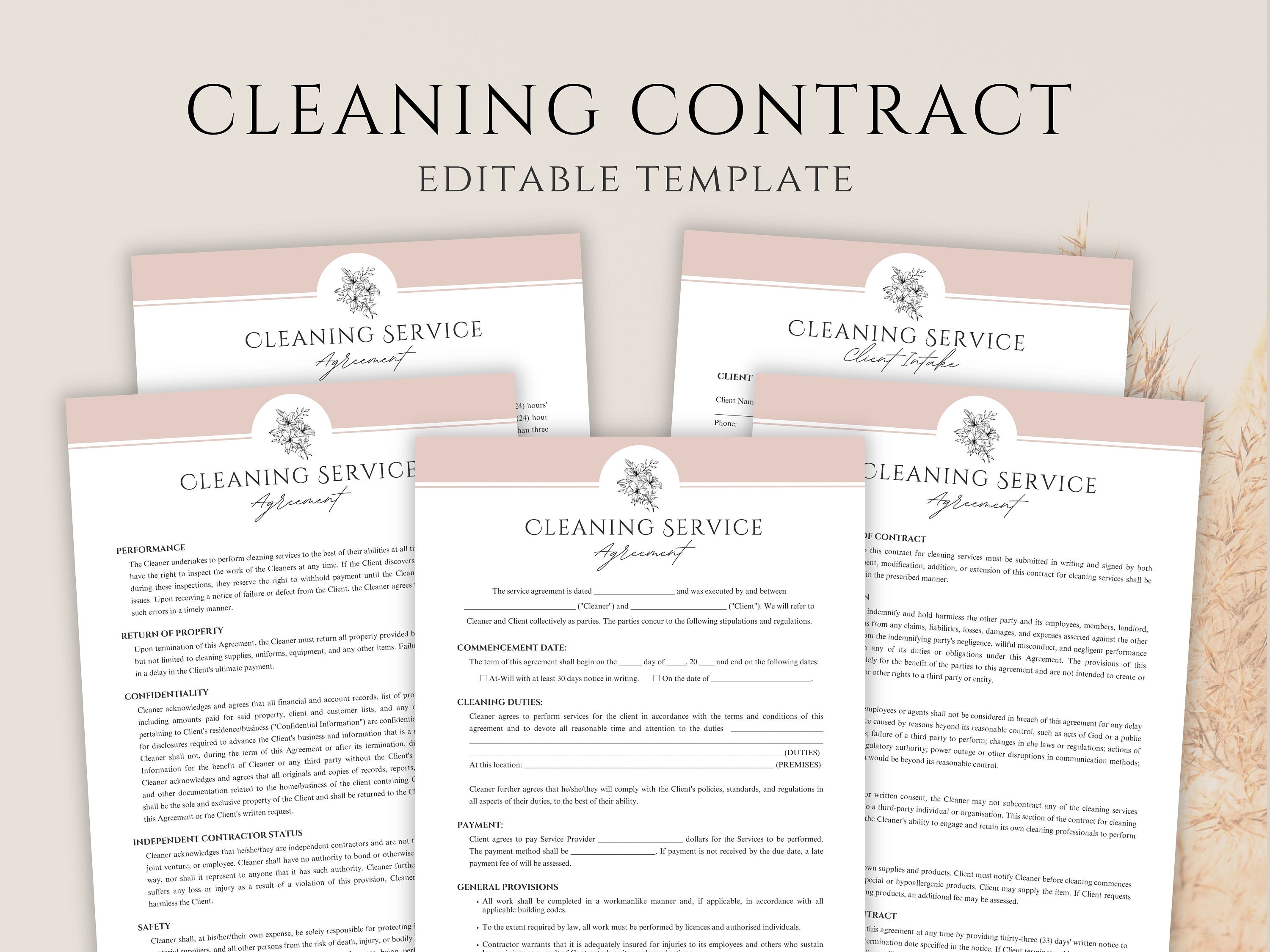 Cleaning Business Contract for Cleaning Service Agreement Housekeeping ...