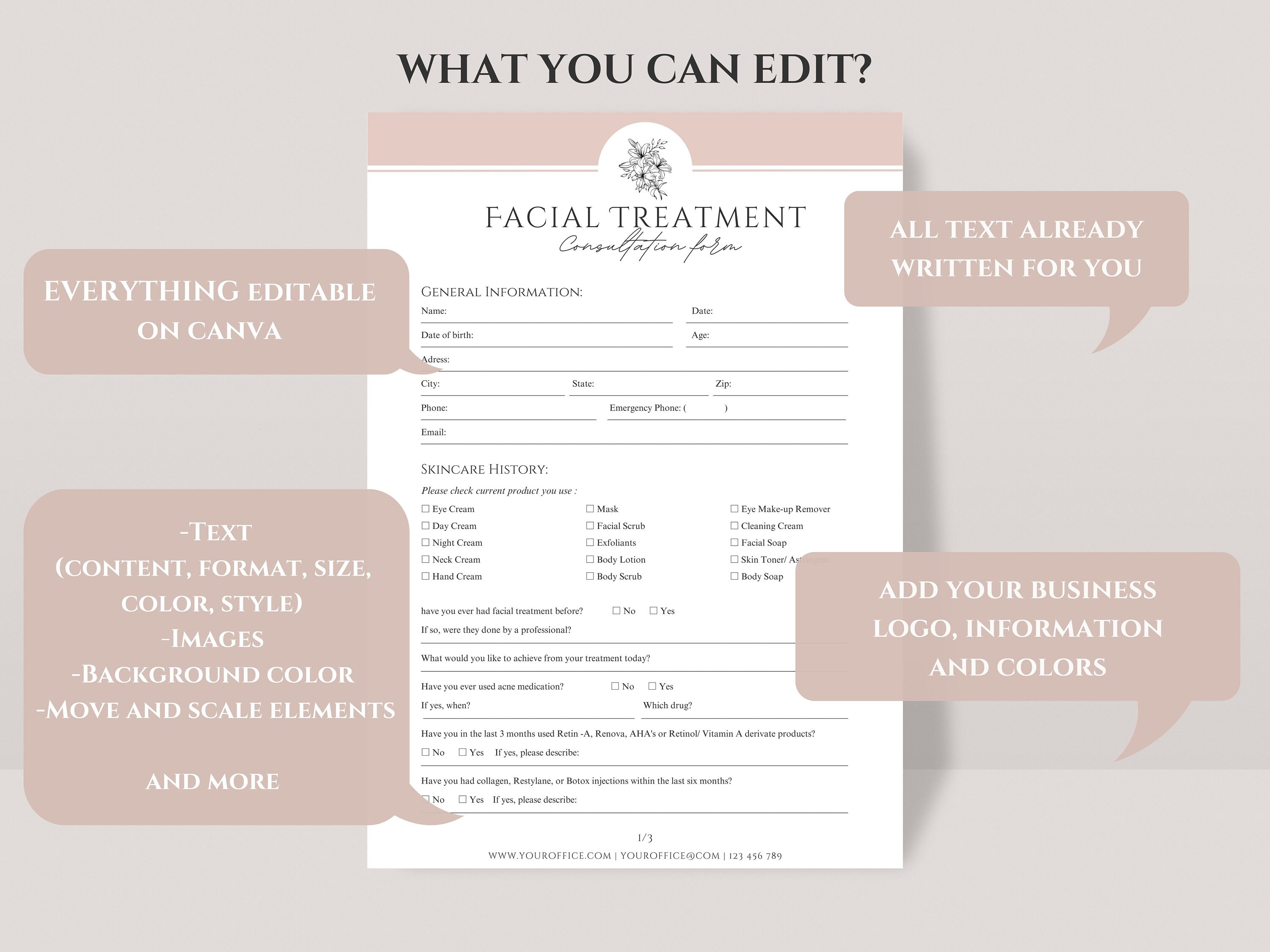 Esthetician Forms Bundle Facial Treatment Consent Forms Esthetician ...