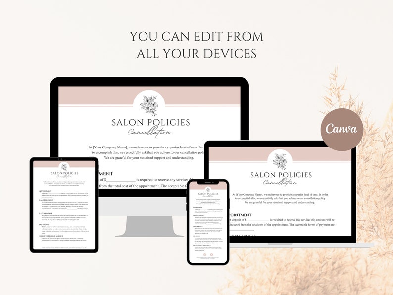 Salon Cancellation Policy Template for Beauty Salon Policies ...