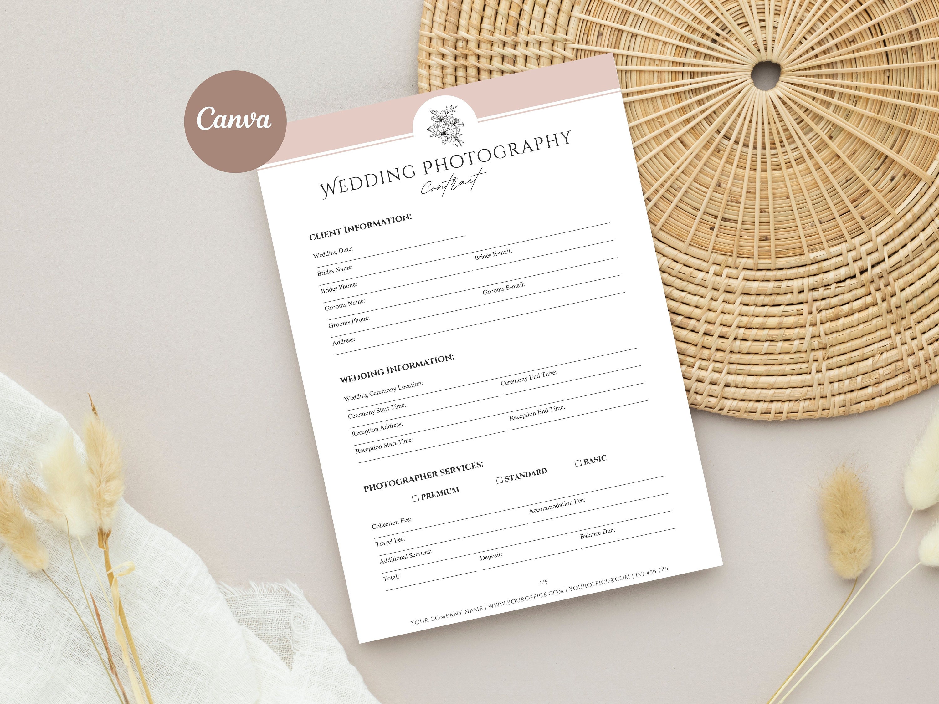 Wedding Photography Contract Template Photography Forms Wedding Planner ...