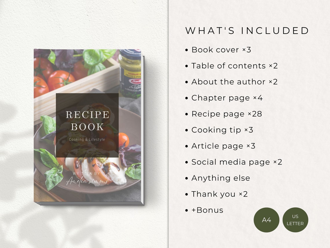 Recipe Book Template Cookbook Template Editable Cookbook Meal Planner ...