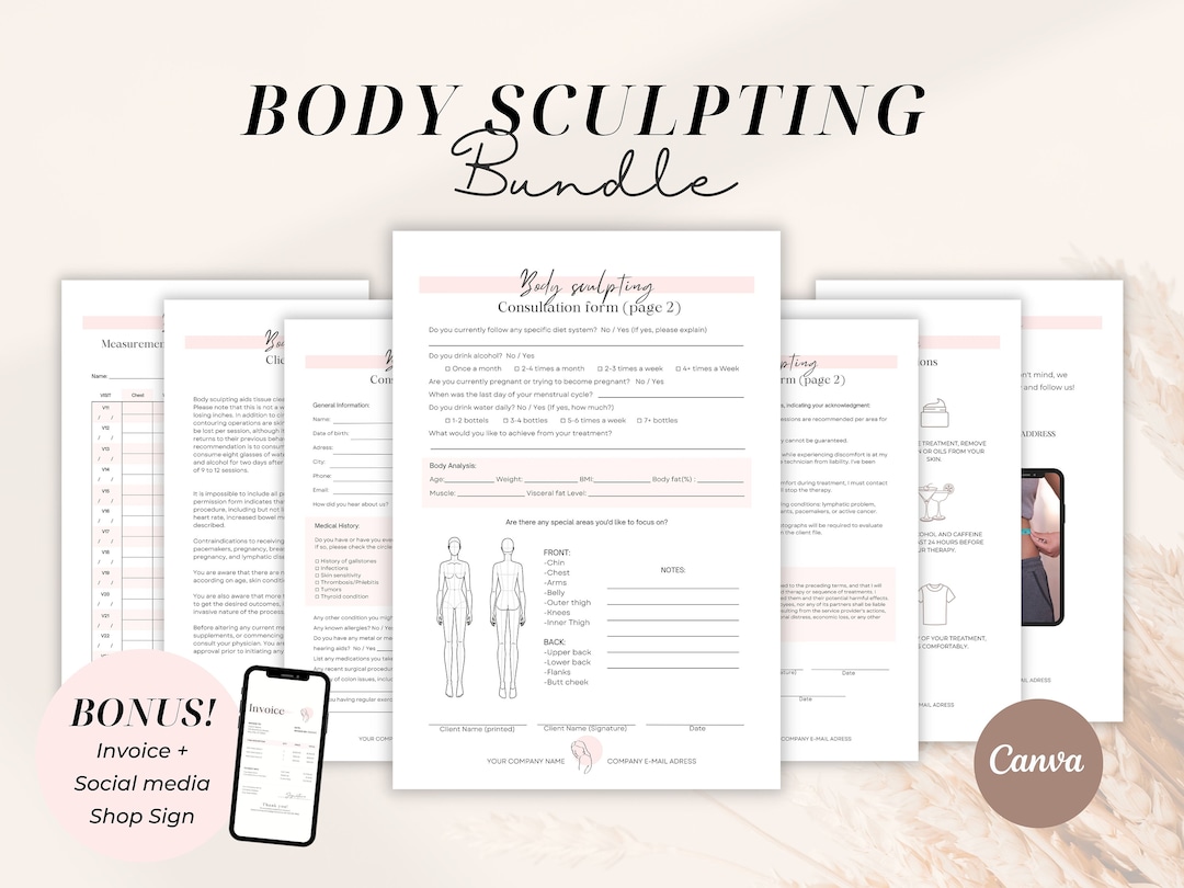 Body Sculpting Forms, Esthetician Form Body Contouring Form Body ...