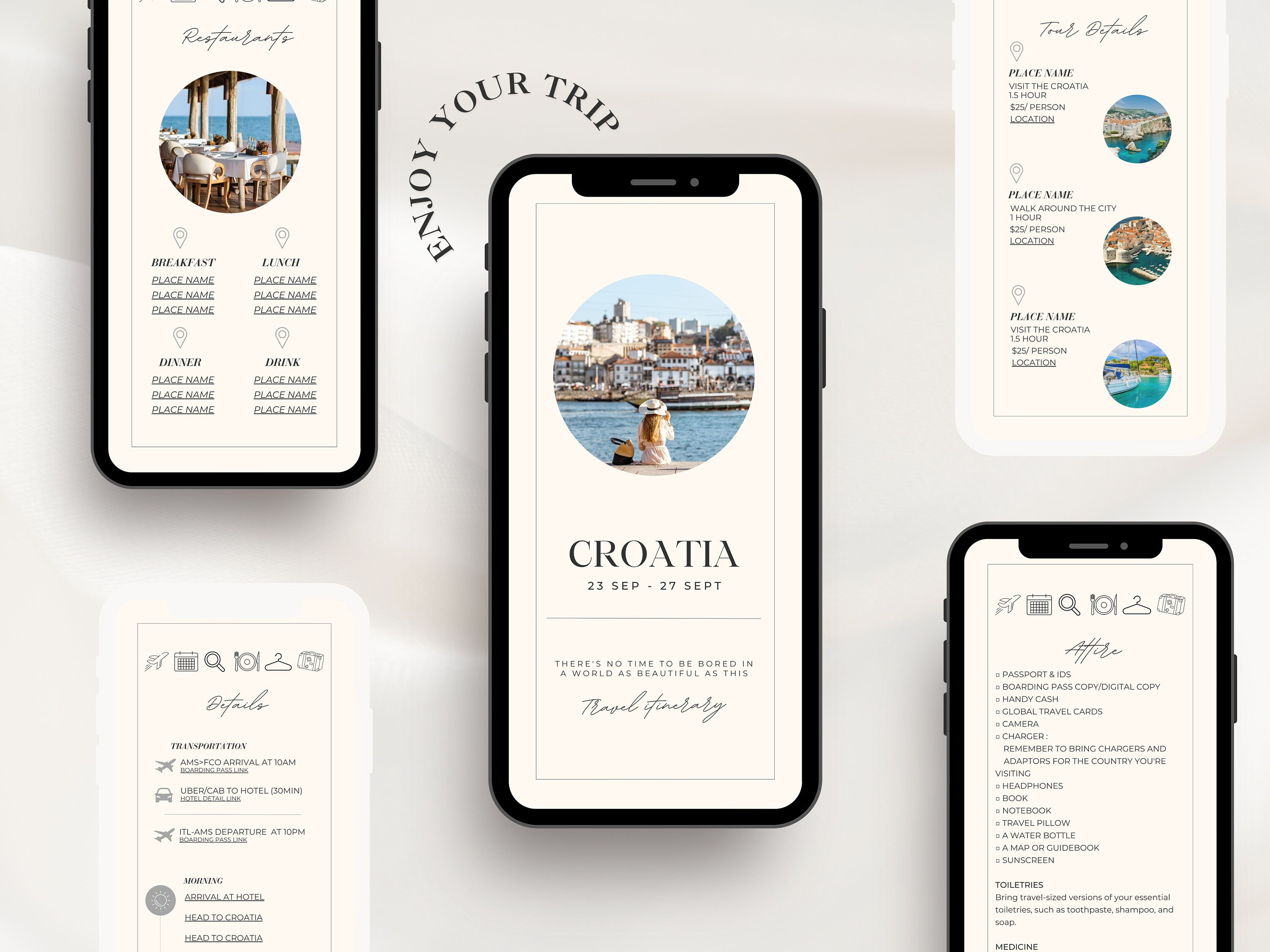 Digital Travel Itinerary Template Canva Itinerary Template Mobile ...