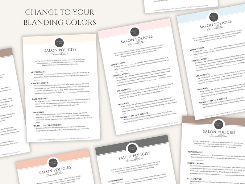 Salon Cancellation Policy Template for Beauty Salon Policies ...