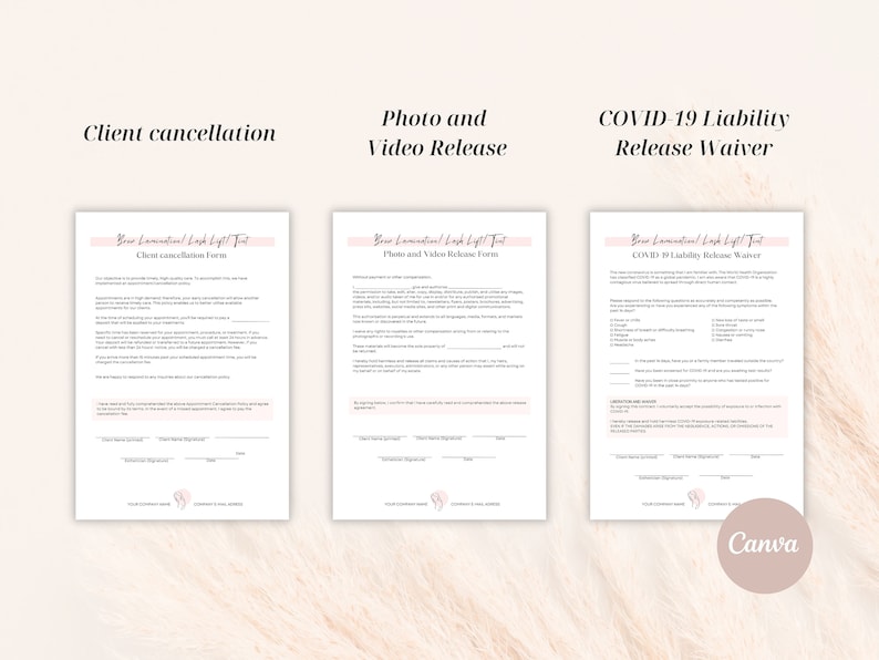 Lash and Brow Forms Bundle, Editable Esthetician Templates (canva ...