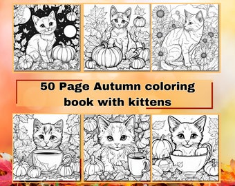 5 Autumn Coloring Pages. Teacher Color Pages for Kids Cute - Etsy