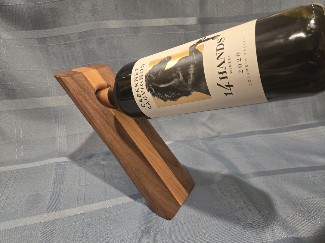 Wooden Balancing Wine Bottle Holder - Etsy