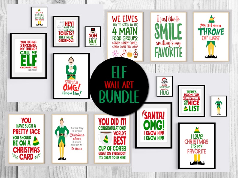 MEGA BUNDLE 16 Image Buddy the Elf Wall Art Decor Printable Movie ...