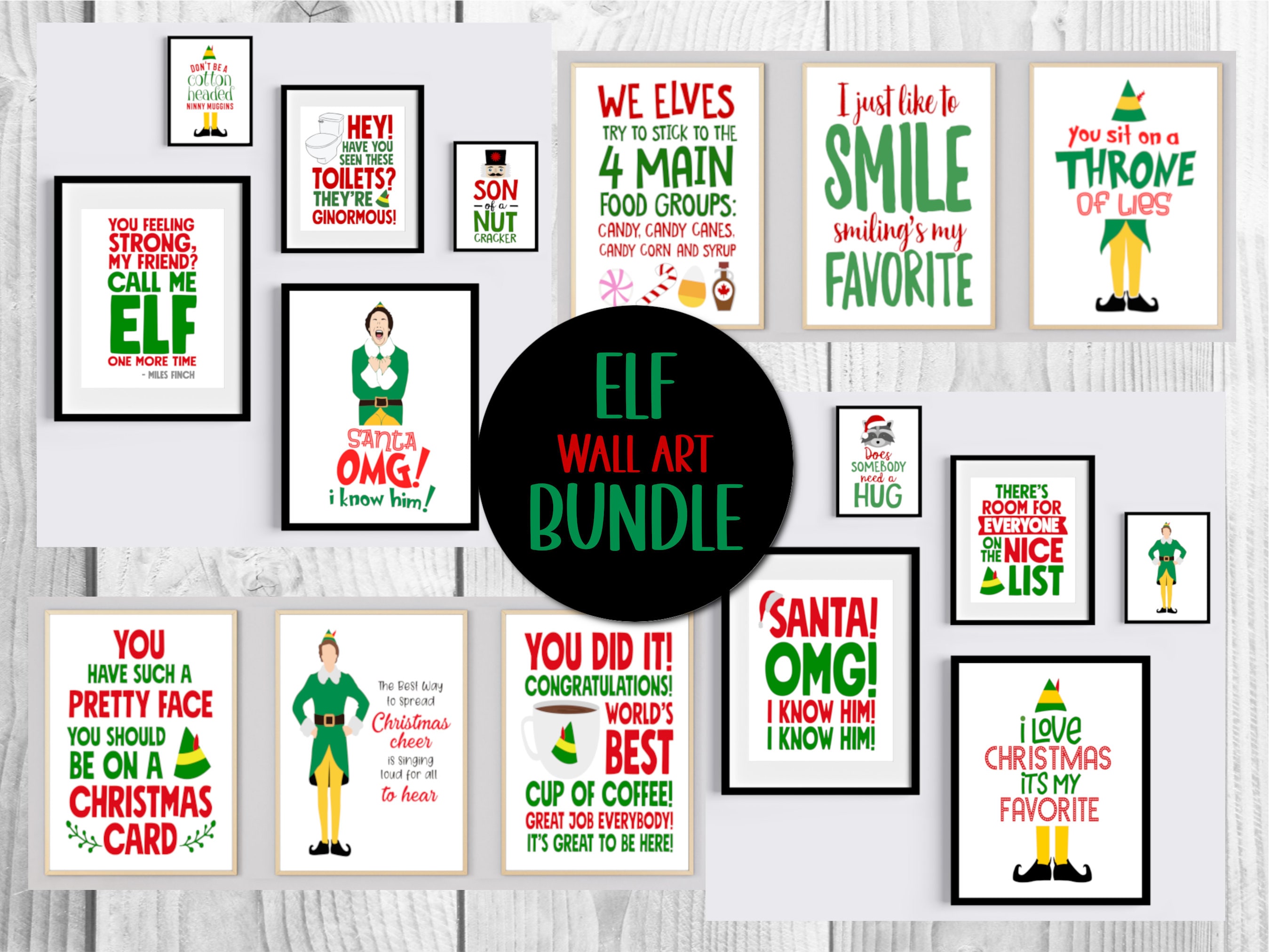 MEGA BUNDLE 16 Image Buddy the Elf Wall Art Decor Printable Movie ...