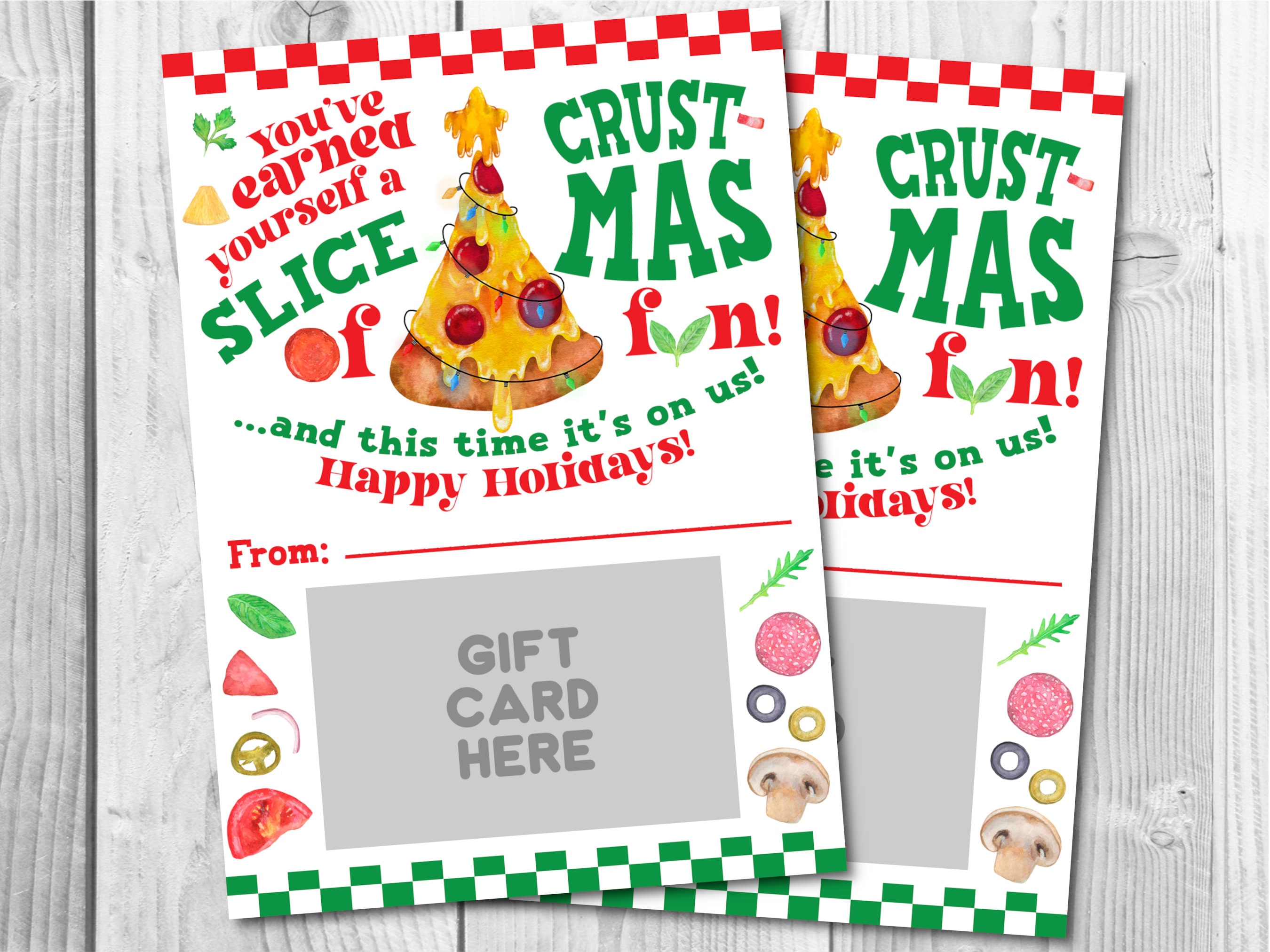 Slice of Crustmas Fun Printable Christmas Pizza Gift Card Holder ...
