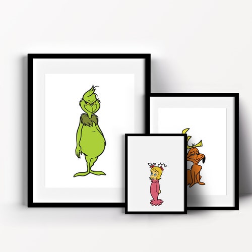 Grinch Art Bundle Set Set of 8 Christmas Gallery Wall - Etsy