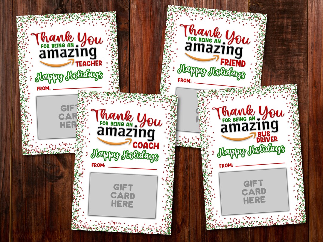 Set of FOUR Printable Amazon "amazing" Christmas Gift Card Holders ...