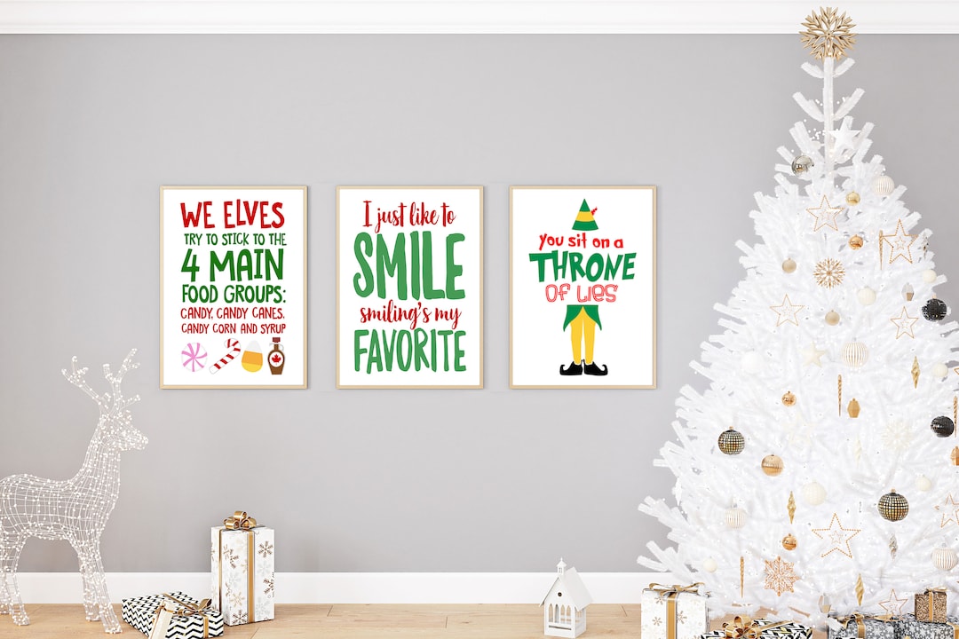 Set of THREE Buddy the Elf Wall Art Printables Movie Quotes Christmas ...