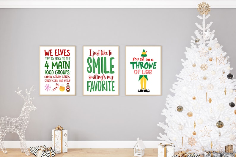 Set of THREE Buddy the Elf Wall Art Printables Movie Quotes Christmas ...